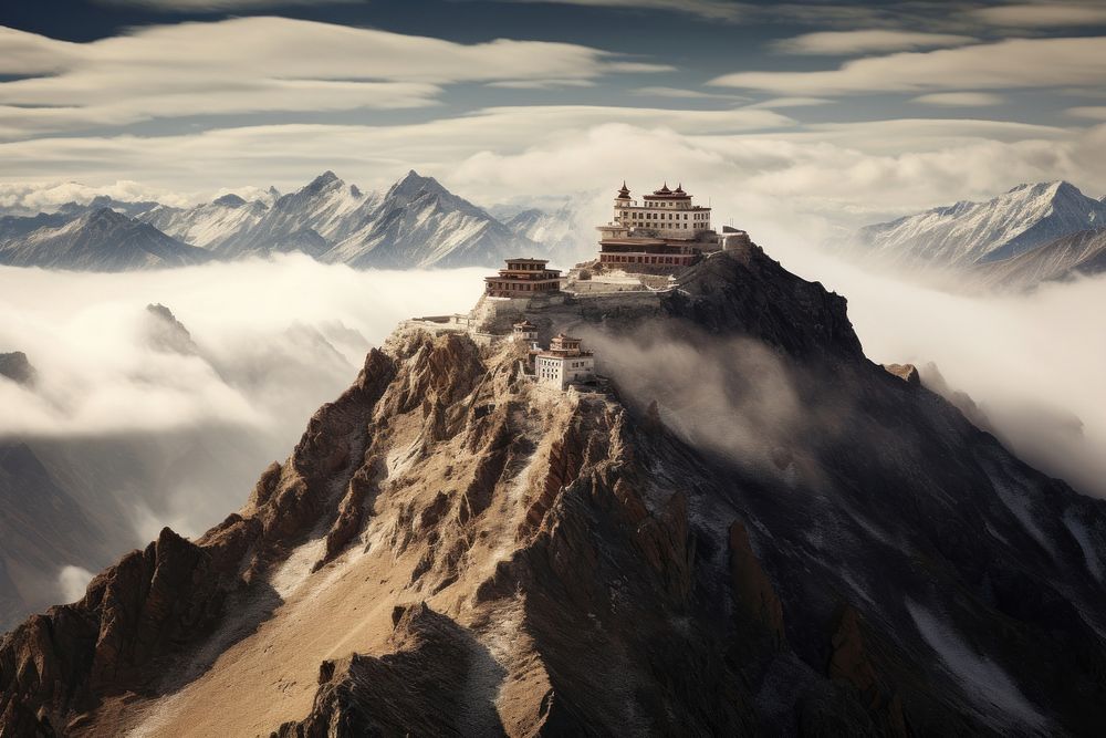 Temple Tibet summit mountain architecture | Premium Photo - rawpixel