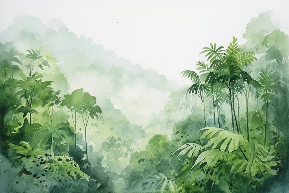 Watercolor rainforest vegetation outdoors nature. | Premium Photo ...