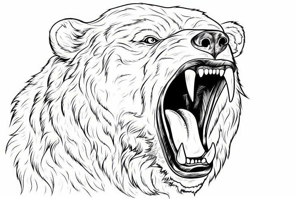 Bear roar sketch drawing mammal | Free Photo Illustration - rawpixel