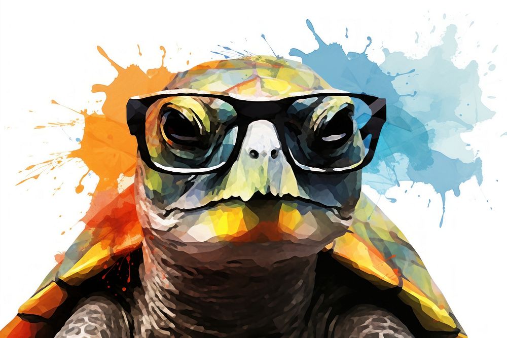 Abstract turtle wear sunglasses ripped | Free Photo Illustration - rawpixel