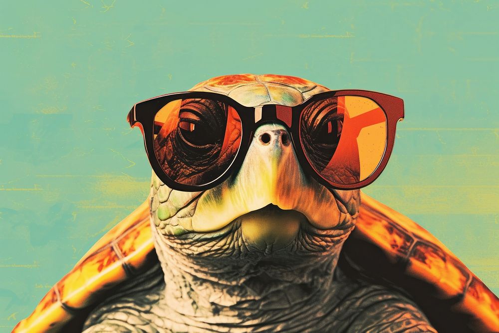 Abstract turtle wear sunglasses ripped | Free Photo Illustration - rawpixel