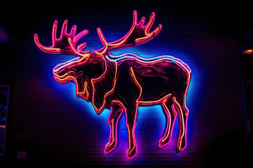 Moose light neon animal. | Premium Photo Illustration - rawpixel
