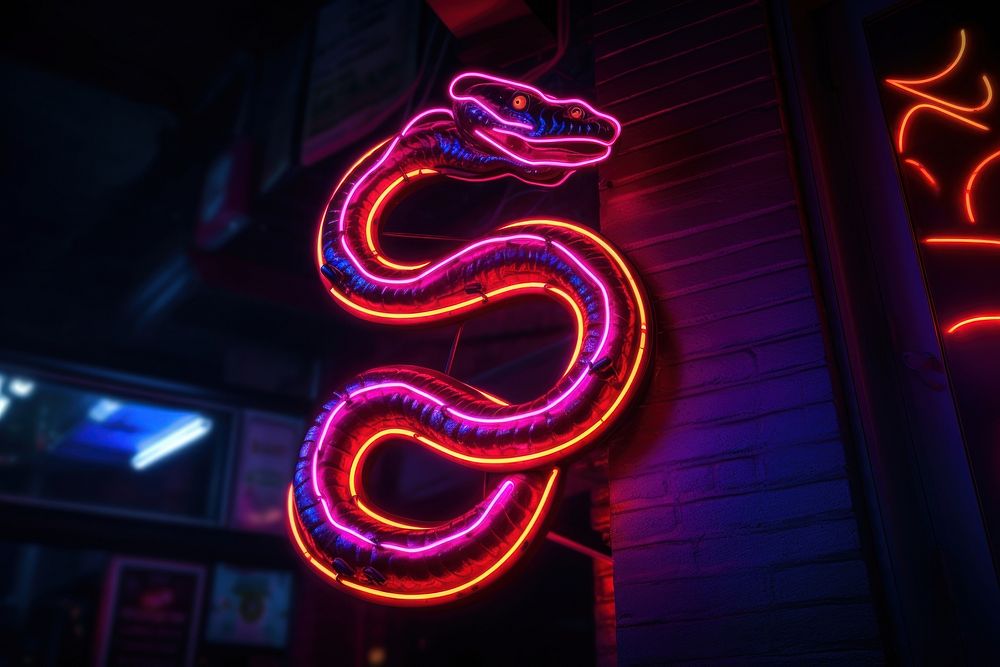 Snake light neon representation. | Free Photo Illustration - rawpixel