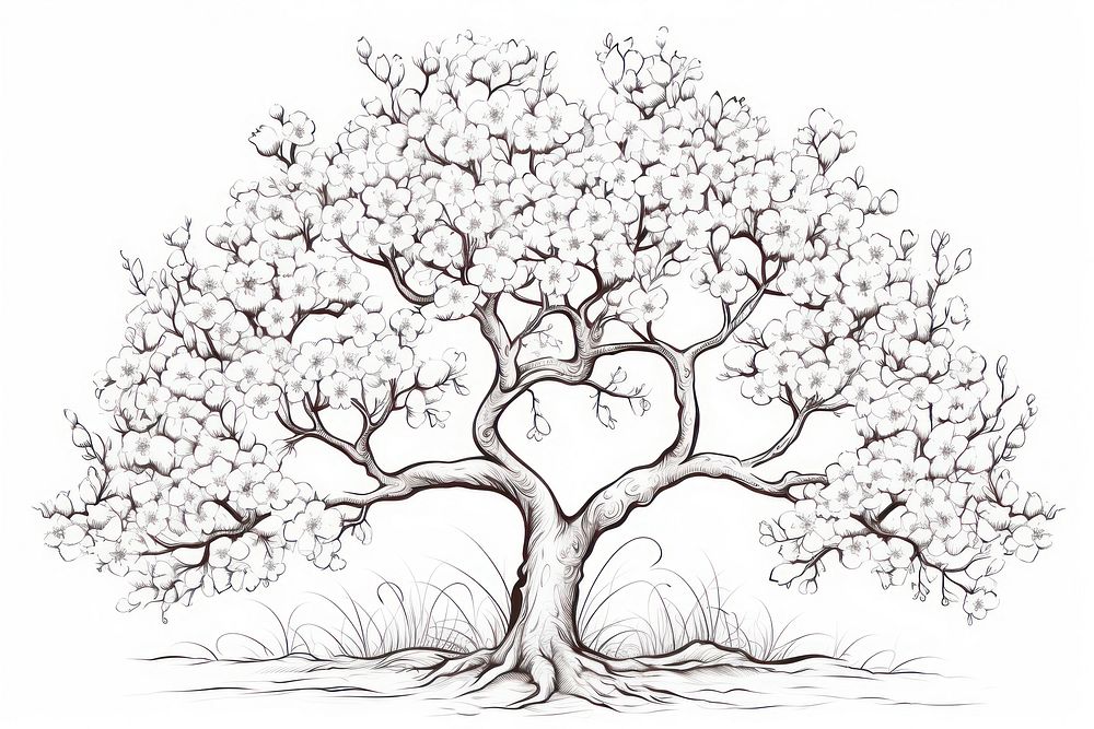 Sakura tree sketch drawing white. | Premium Photo Illustration - rawpixel