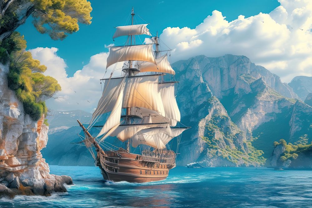 Nature nature ship sea. | Premium Photo Illustration - rawpixel