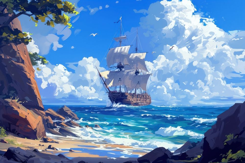 Nature nature ship sea. | Premium Photo Illustration - rawpixel