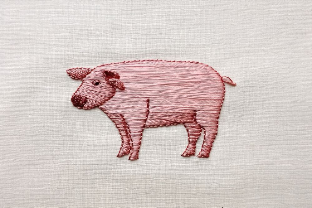 Embroidery pig animal mammal art. | Free Photo - rawpixel