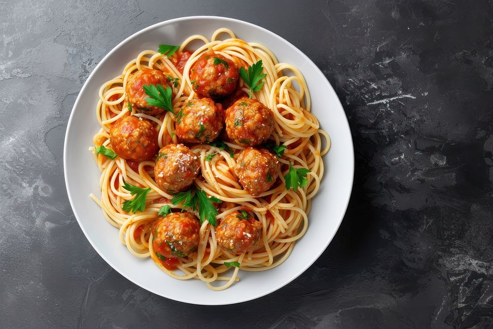 Meat spaghetti meatball plate. | Free Photo - rawpixel