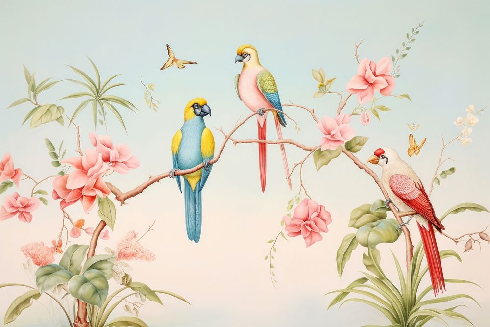 Painting tropical birds drawing parrot | Premium Photo Illustration ...