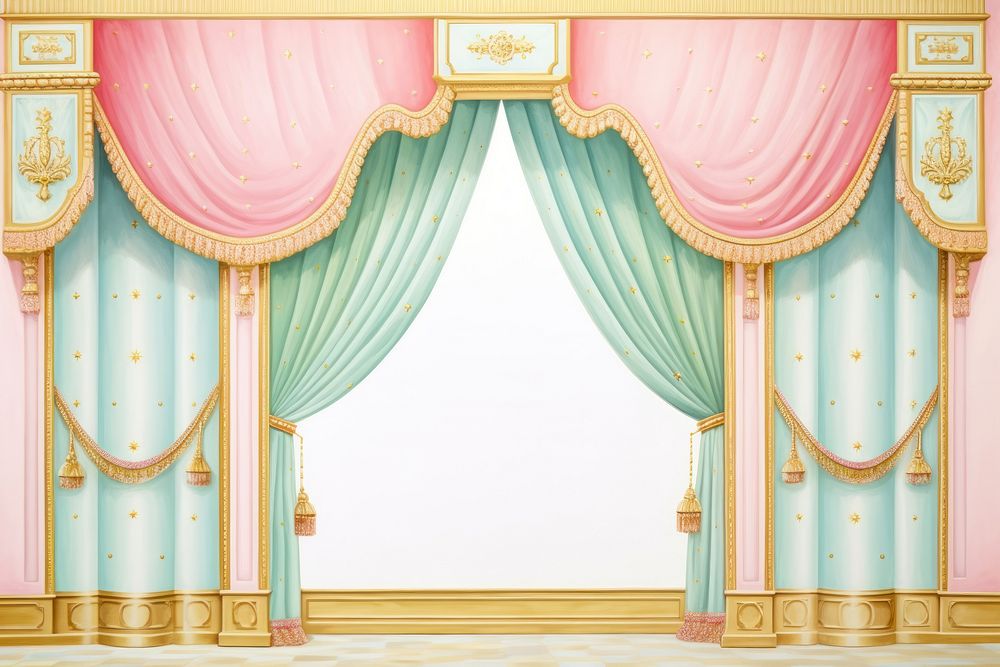 Painting curtain border backgrounds architecture | Premium Photo ...