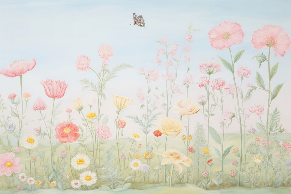 Flower garden border painting backgrounds | Premium Photo Illustration ...