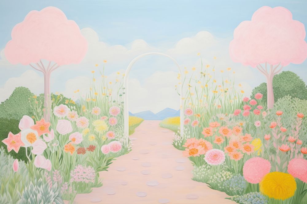 Garden border painting outdoors flower | Free Photo Illustration - rawpixel