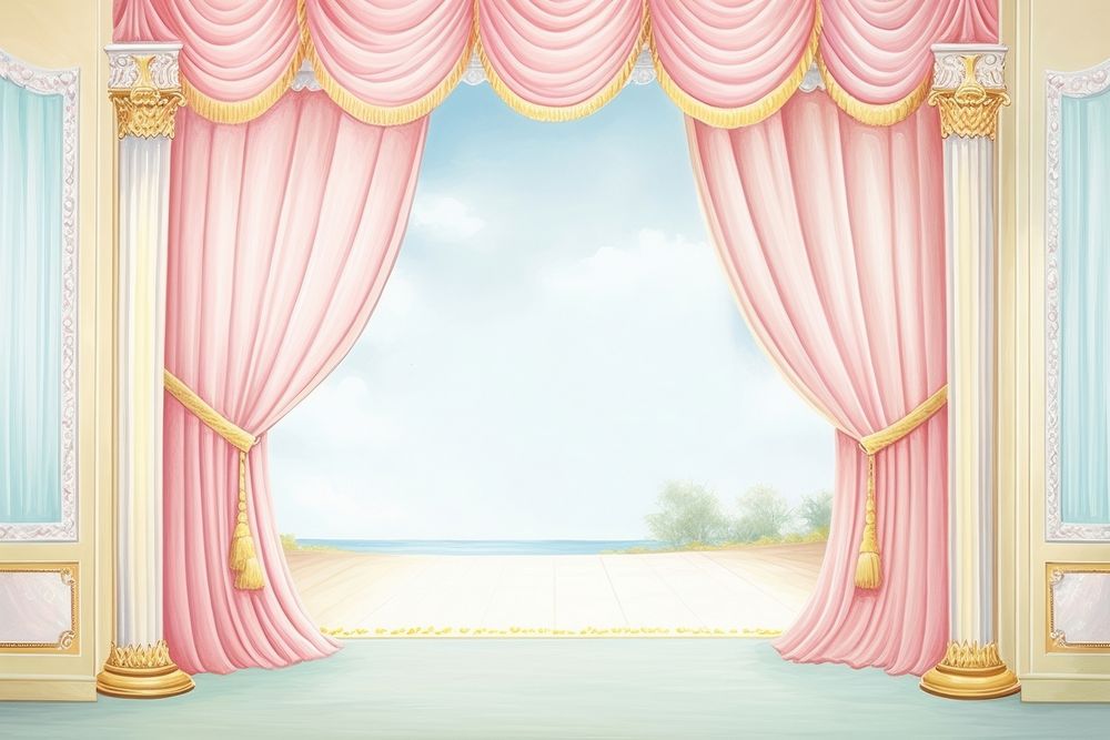 Painting open curtain architecture elegance | Free Photo Illustration ...