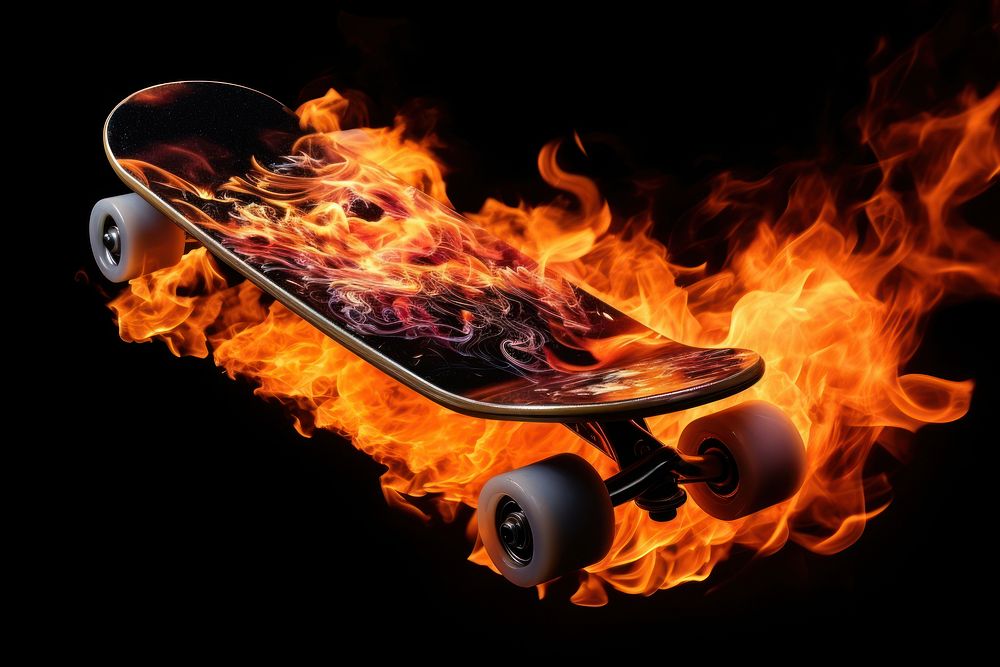 Skateboard fire black flame. | Premium Photo - rawpixel
