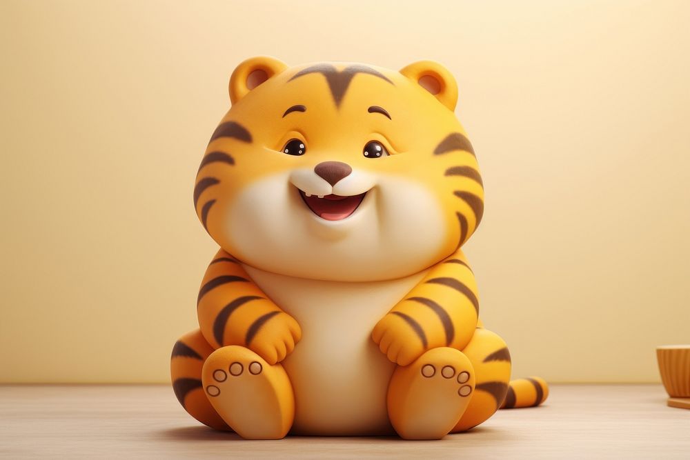 Cute chubby tiger figurine cartoon | Free Photo Illustration - rawpixel