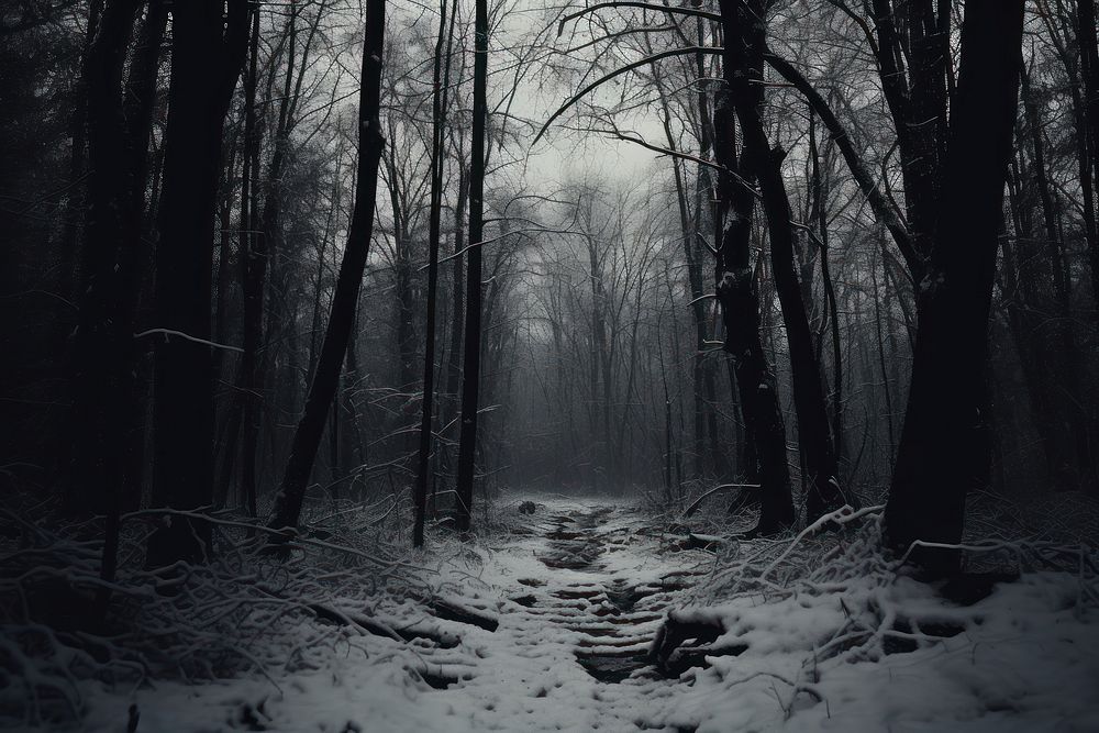 Deep dark snow forest woodland | Free Photo - rawpixel