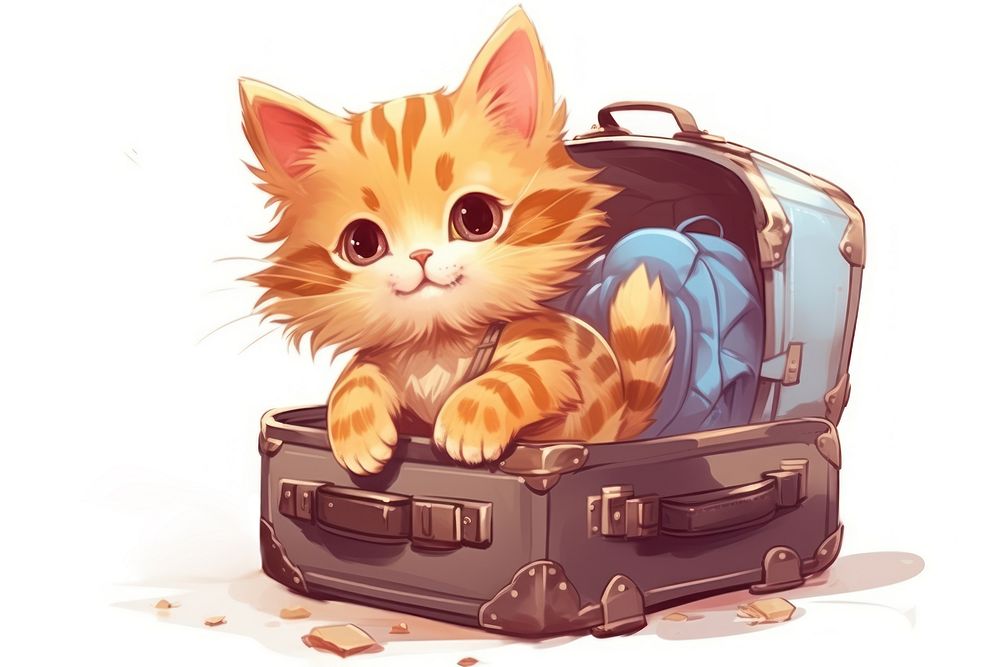 Cat character pull suitcase animal | Premium Photo Illustration - rawpixel