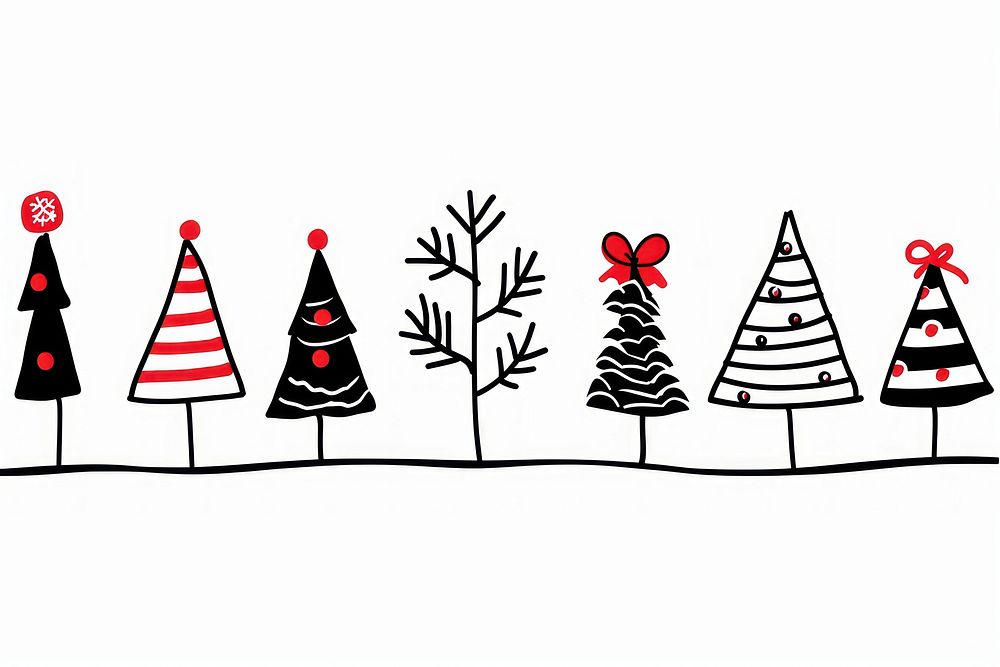 Divider doodle christmas trees line | Free Photo Illustration - rawpixel