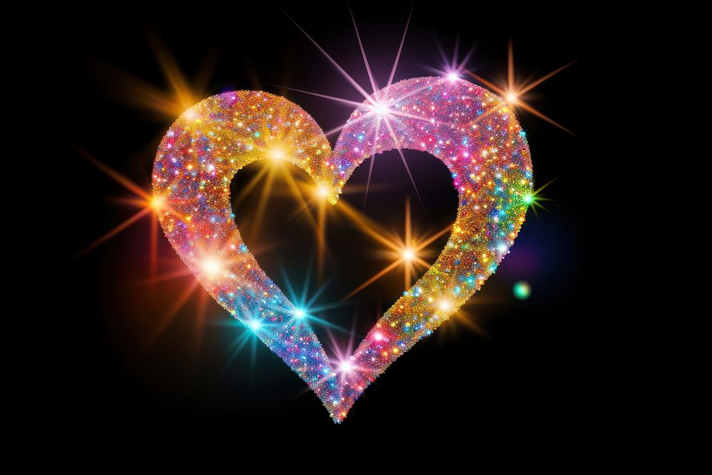 Rainbow heart light night black | Premium Photo Illustration - rawpixel