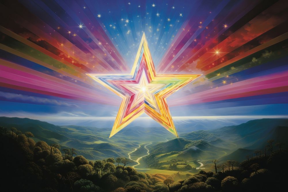 rainbow star outdoors nature night. | Free Photo Illustration - rawpixel