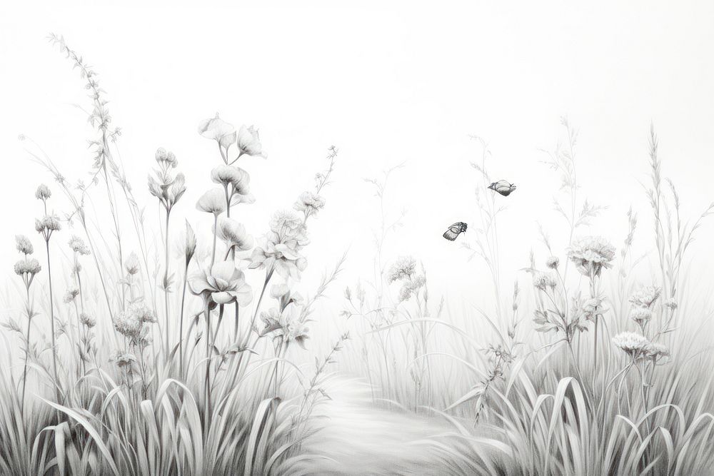 Vintage meadow sketch outdoors drawing | Premium Photo Illustration ...