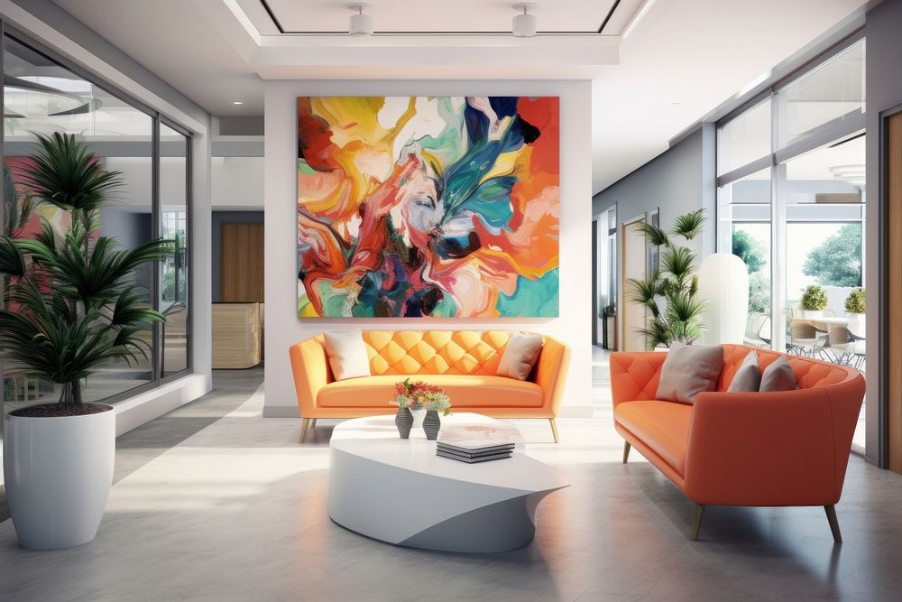 Office lobby table art architecture | Free Photo - rawpixel