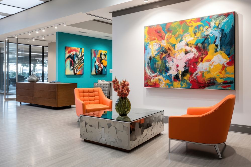 Office lobby art architecture furniture. | Free Photo - rawpixel