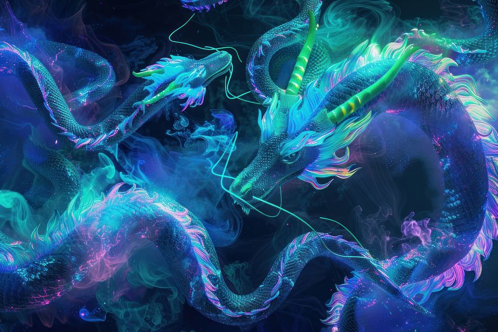 Bioluminescence dragon border background backgrounds | Free Photo ...