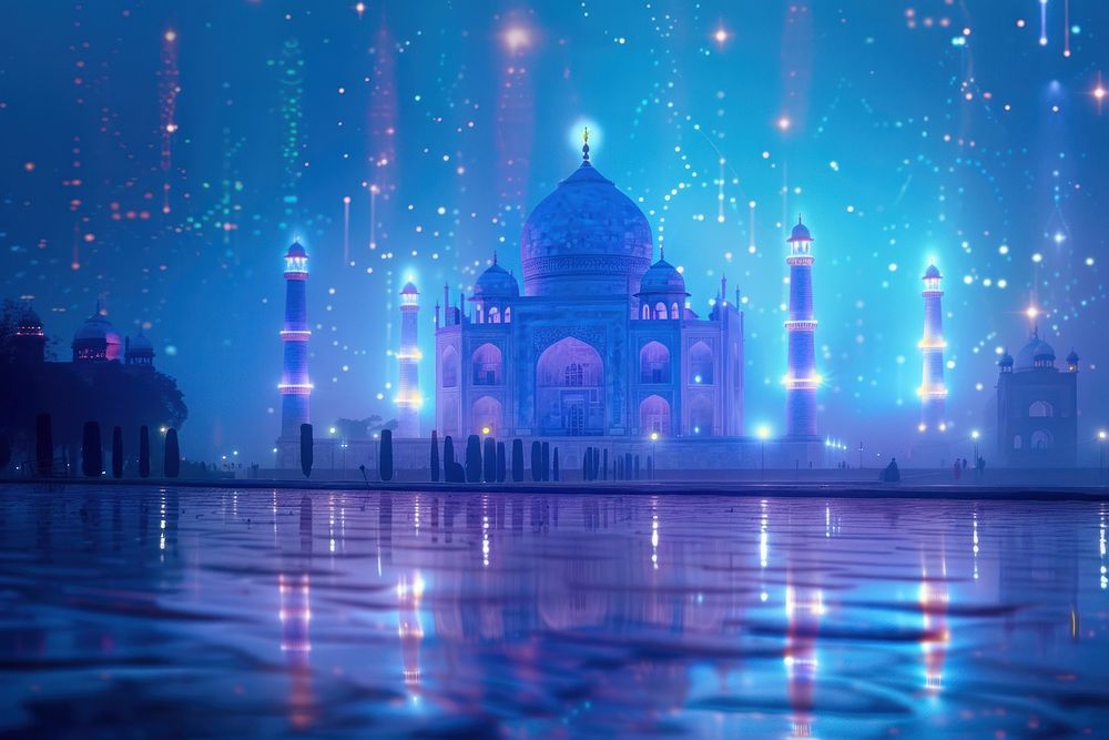 Bioluminescence taj mahal background architecture | Free Photo - rawpixel