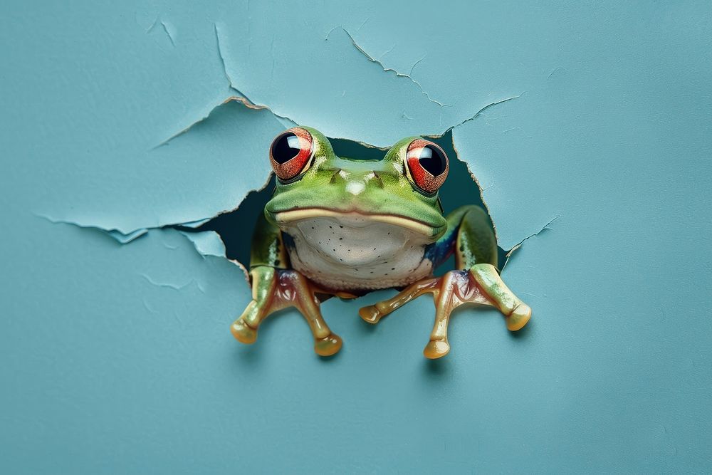 Frog peeking animal amphibian wildlife. | Free Photo - rawpixel