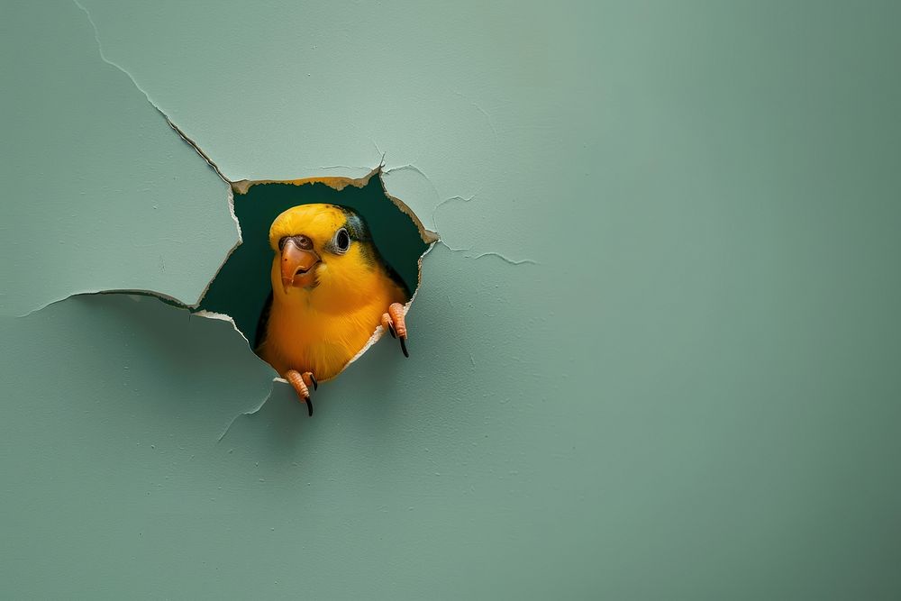 Happy bird peeking animal hole | Premium Photo - rawpixel