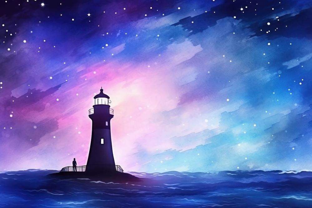 Lighthouse Galaxy Watercolor lighthouse architecture | Free Photo ...
