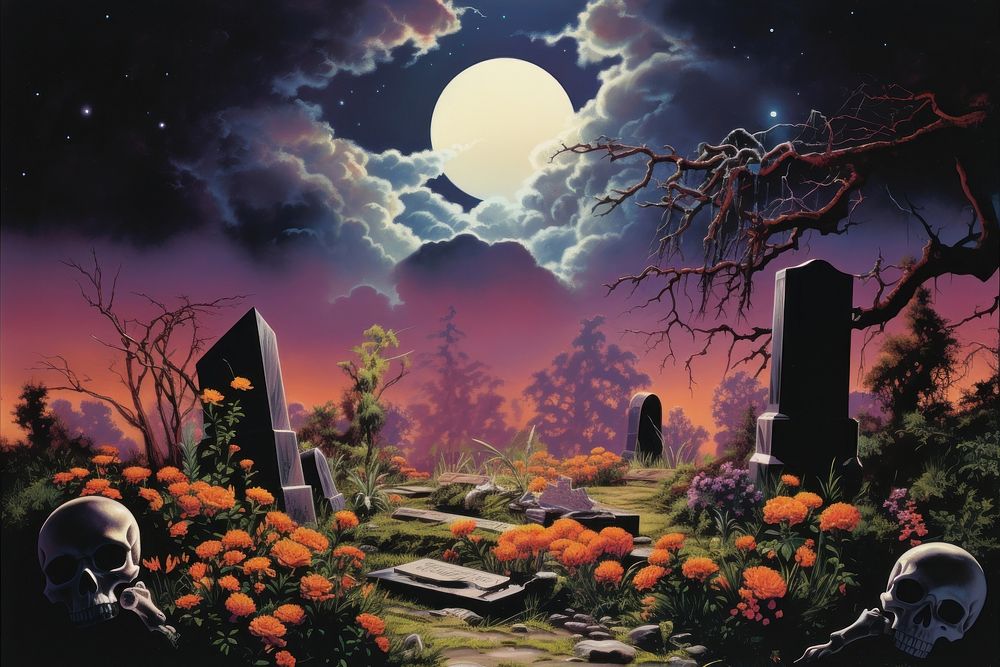 Graveyard flowers landscape outdoors nature. | Premium Photo ...