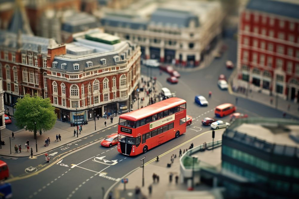 London bus metropolis tilt-shift. | Premium Photo - rawpixel
