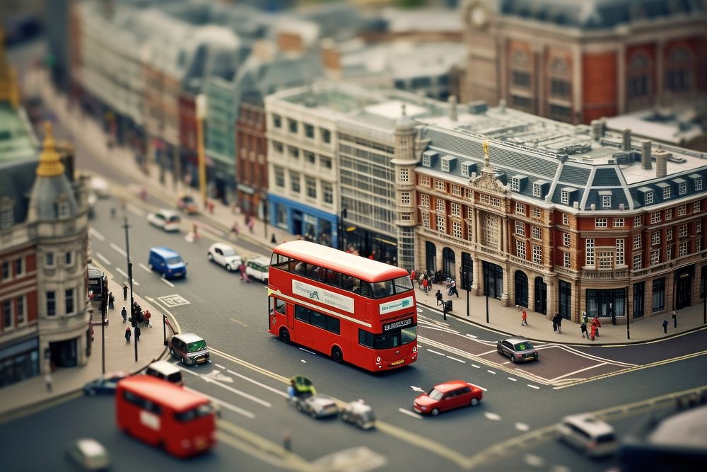 London bus tilt-shift outdoors. | Premium Photo - rawpixel