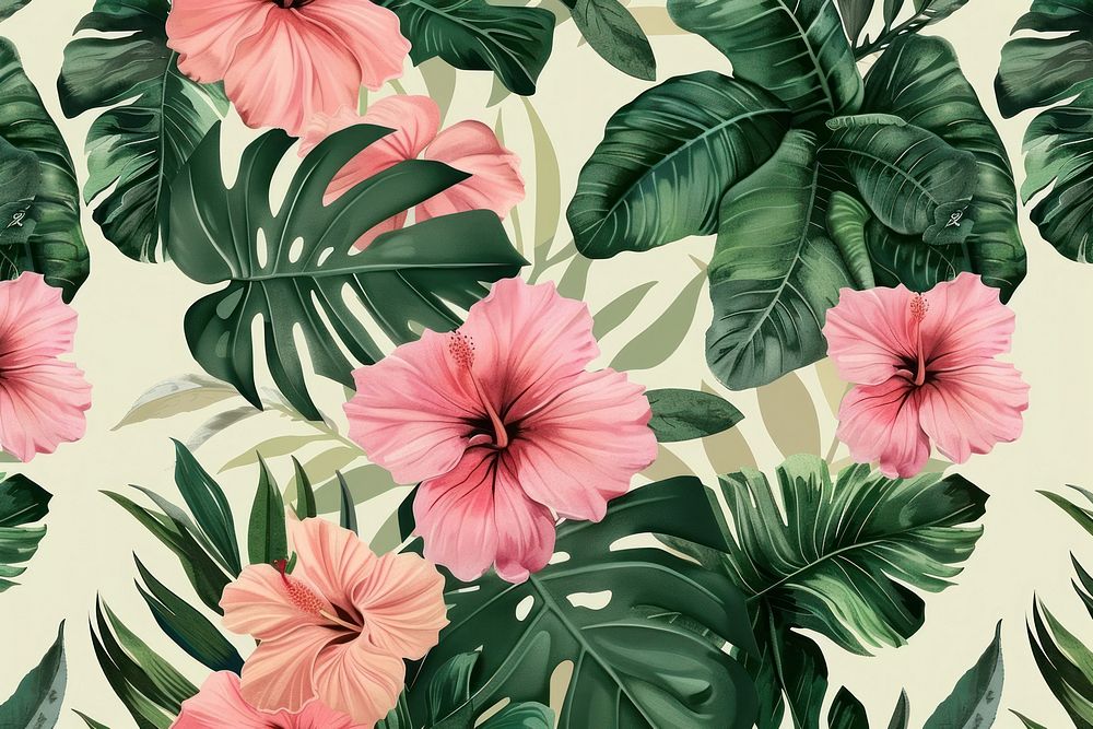 Tropical pattern backgrounds hibiscus. | Free Photo Illustration - rawpixel