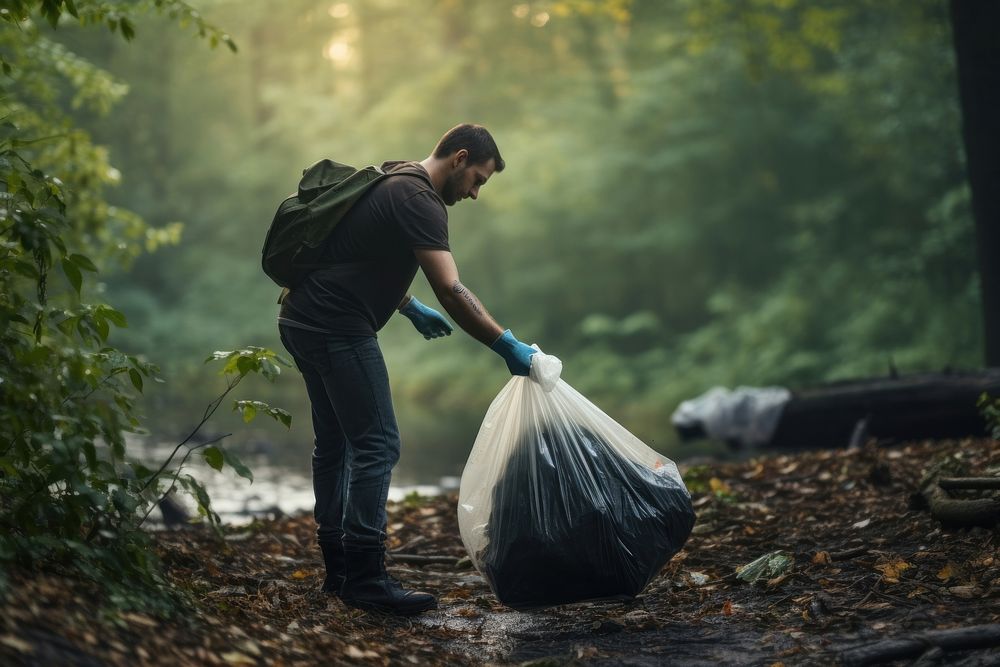 Environmental activist picking garbage backpack | Premium Photo - rawpixel