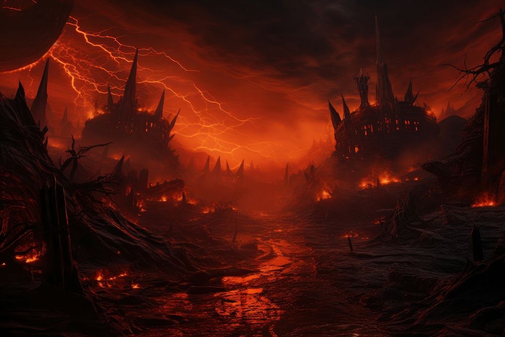 Hell volcano architecture illuminated. | Premium Photo - rawpixel