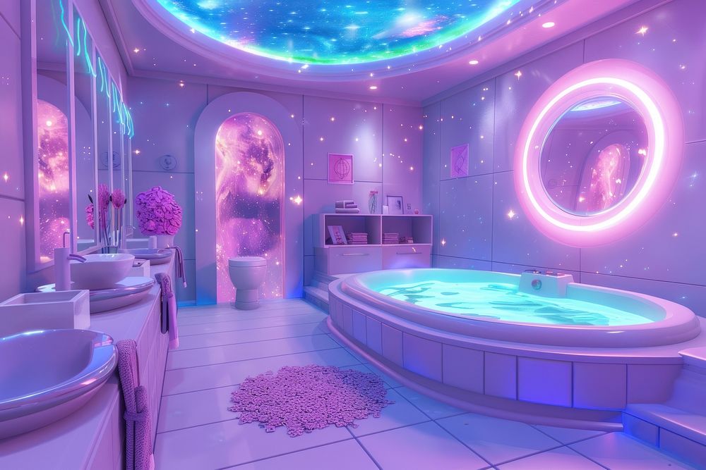 Galaxy bathroom room bathtub jacuzzi | Premium Photo Illustration ...