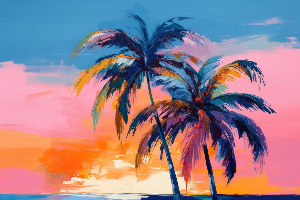 Coconut tree painting outdoors nature. | Free Photo Illustration - rawpixel