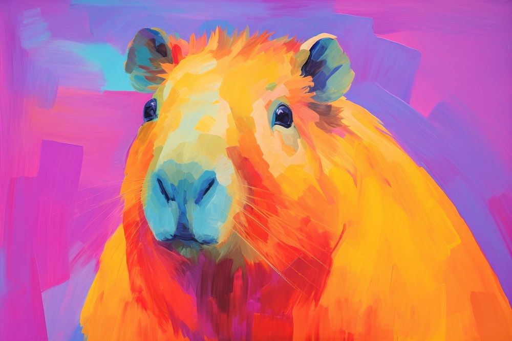 Capybara painting mammal animal. | Free Photo Illustration - rawpixel