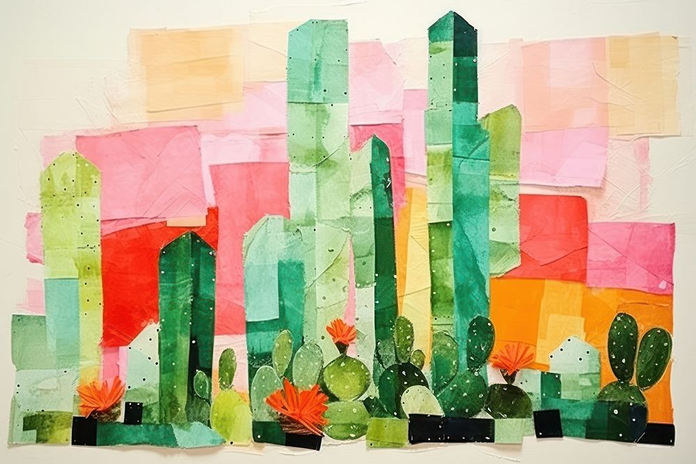Cactus art painting collage | Free Photo Illustration - rawpixel