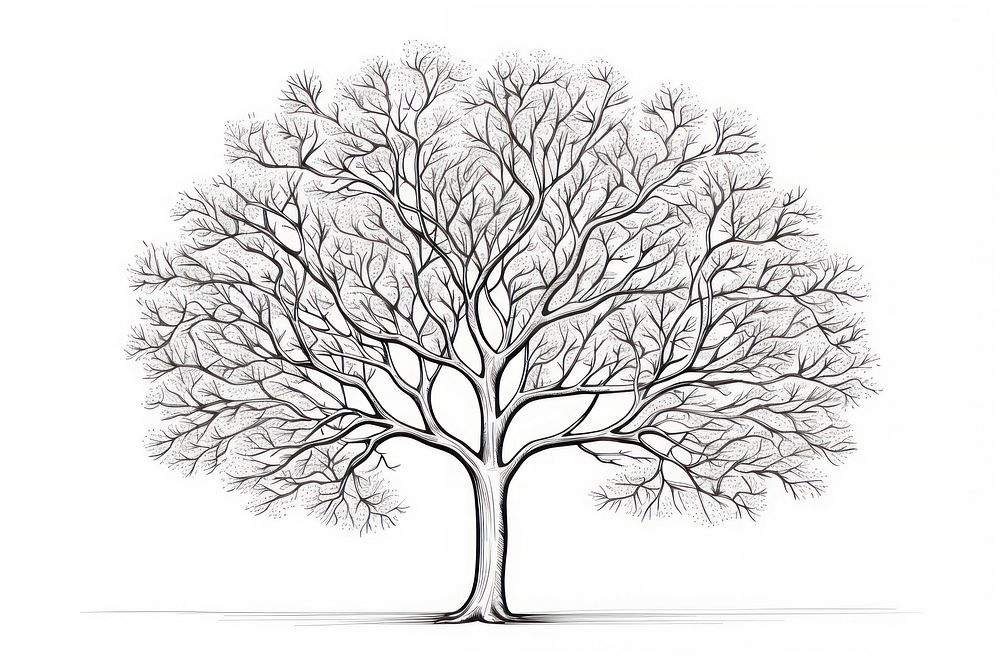Tree sketch drawing white. | Free Photo Illustration - rawpixel