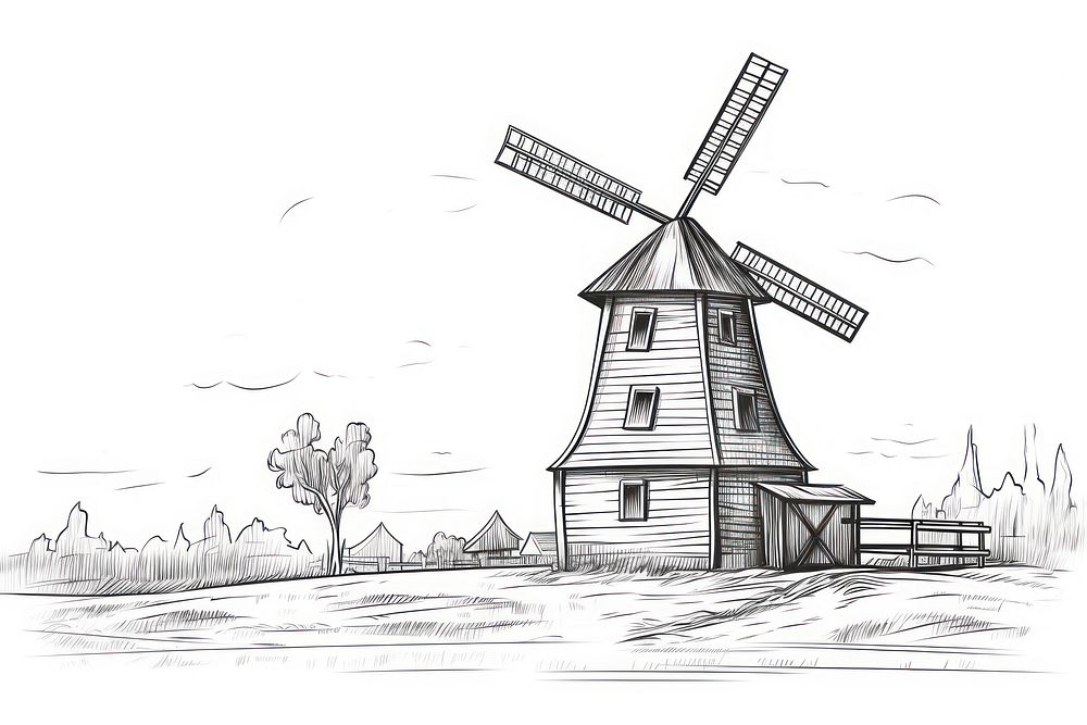 Windmill sketch outdoors drawing | Free Photo Illustration - rawpixel