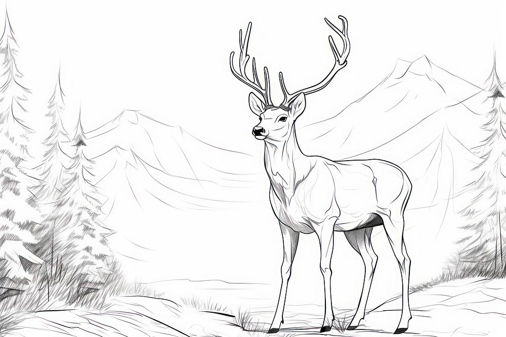 Deer sketch drawing animal. | Free Photo Illustration - rawpixel