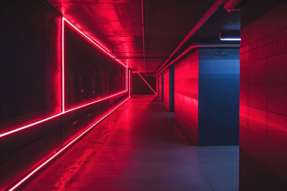 Neon light architecture building corridor | Free Photo - rawpixel