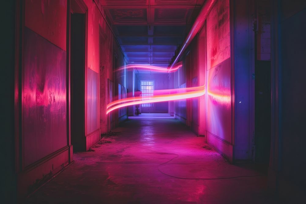 Neon light architecture corridor neon. | Premium Photo - rawpixel