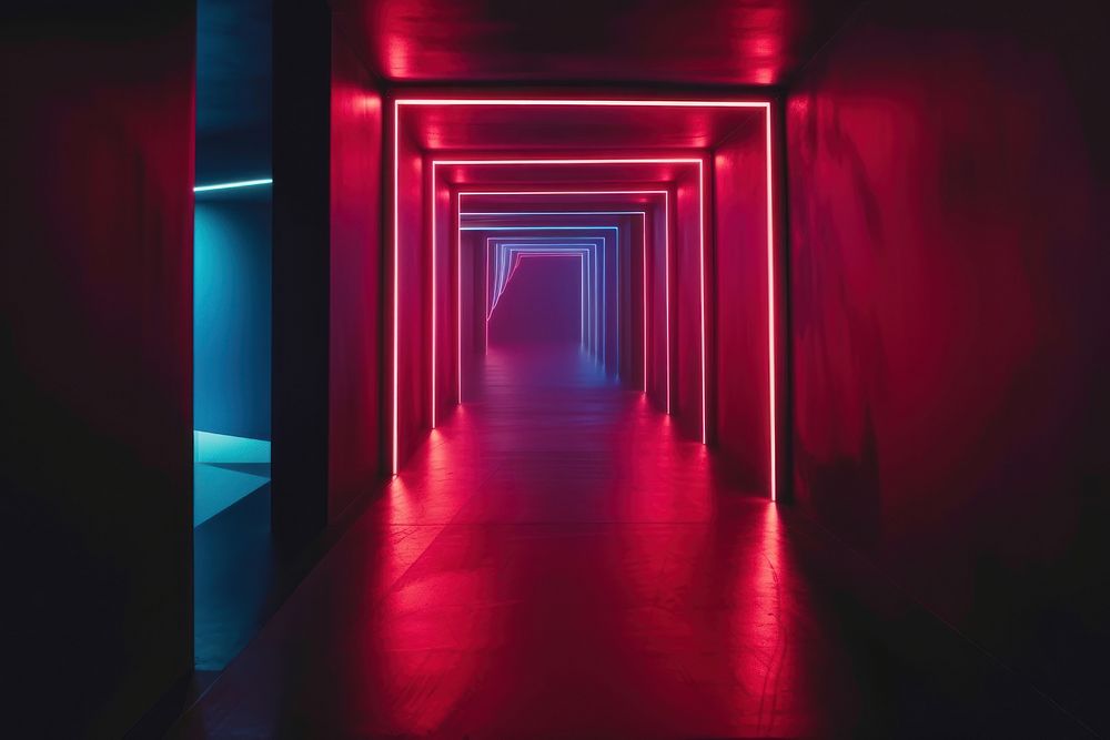 Neon light architecture corridor illuminated. | Premium Photo - rawpixel