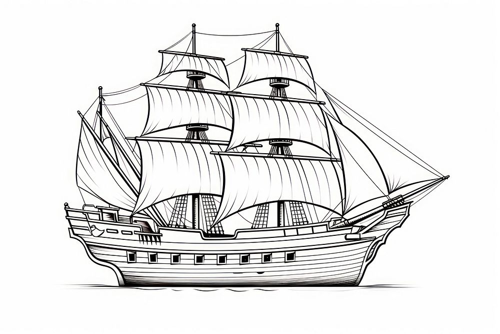 Ship sketch sailboat vehicle. | Free Photo Illustration - rawpixel