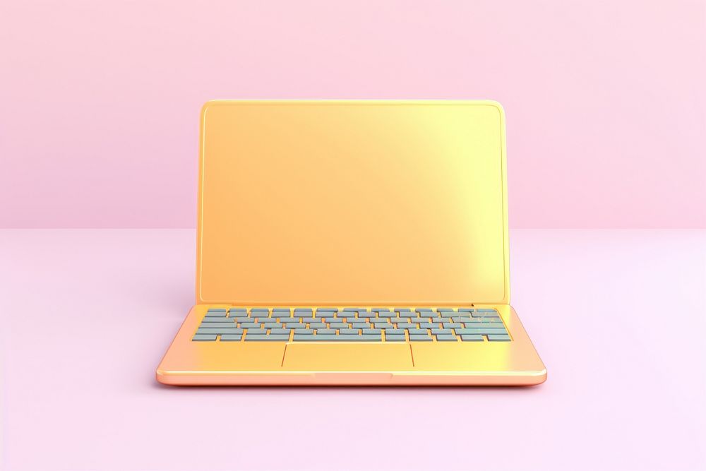 Gold laptop computer portability electronics. | Free Photo Illustration ...